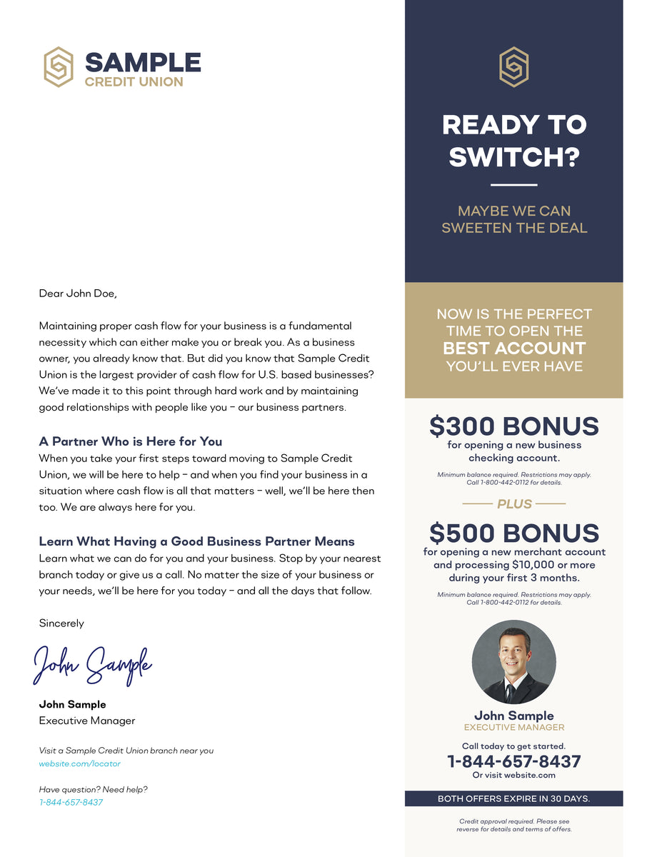 Banking Credit Union Bulk Mail Letters – PostcardMania
