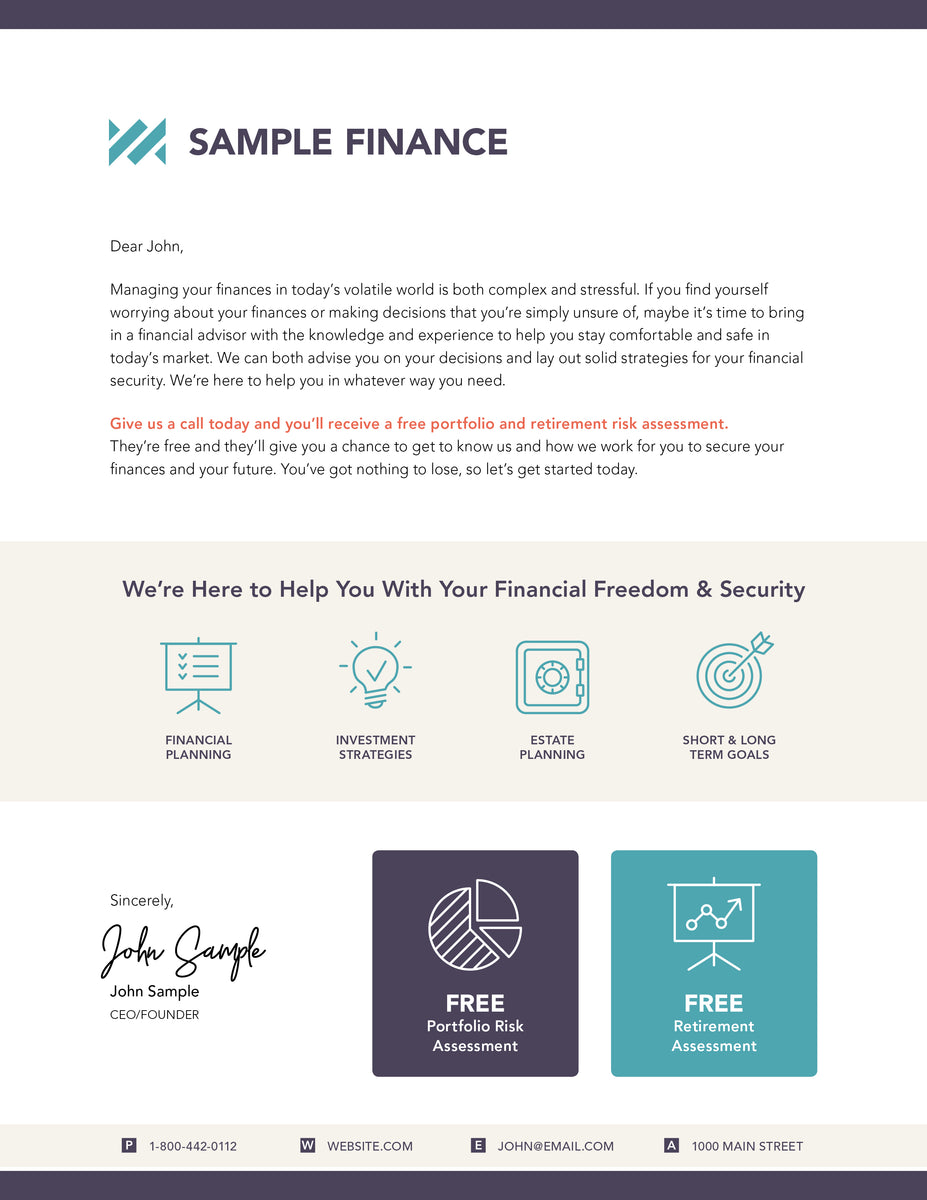 Direct Mail Financial Letter – PostcardMania