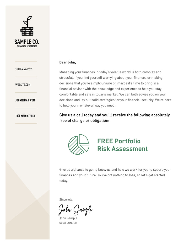 Financial Direct Mail Letters – PostcardMania