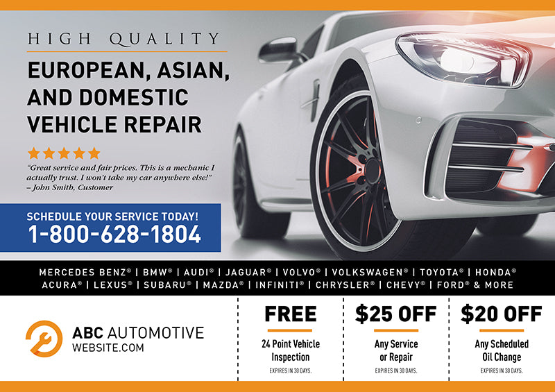Auto Repair Service Postcard Bulk Mailers | Custom Direct Mail Postcar ...