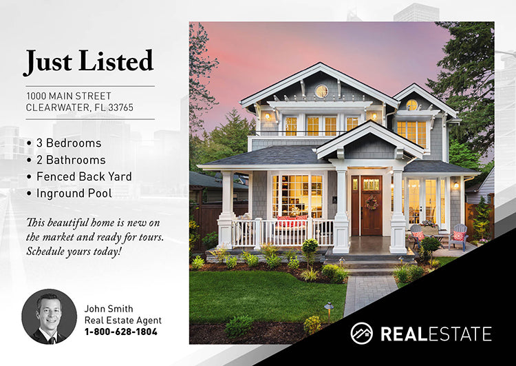 Just Listed Real Estate Direct Mail Postcards | Customizable Direct Ma ...
