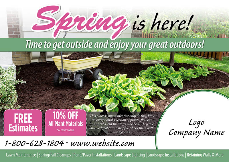 Spring Landscaping 4.25"x6" Postcards | Custom Advertising Postcards ...