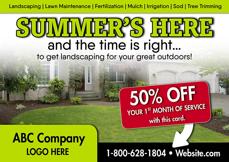 Lawn Maintenance Direct Mail Postcards | Custom Marketing Postcards ...