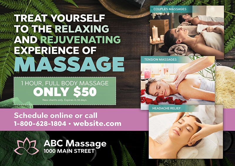 Massage Therapy 4.25"x6" Postcards | Custom Printed Direct Mail Flyer ...