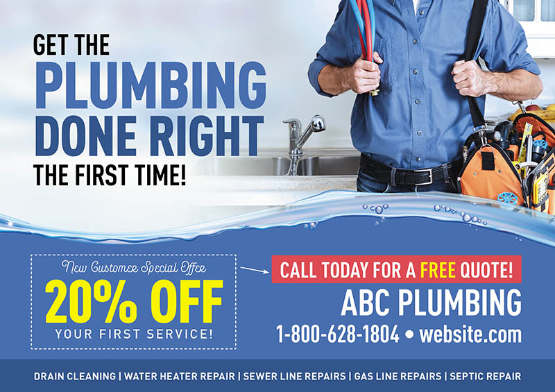 Plumber Postcard Bulk Mailers | Customizable Business Postcards ...