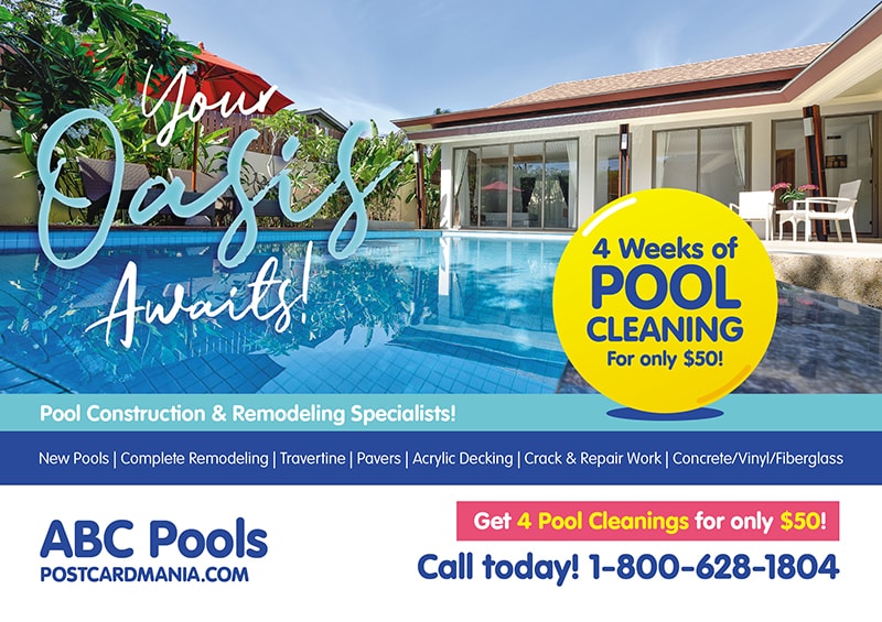Pool Construction Postcard Bulk Mailers | Customizable Business Postca ...